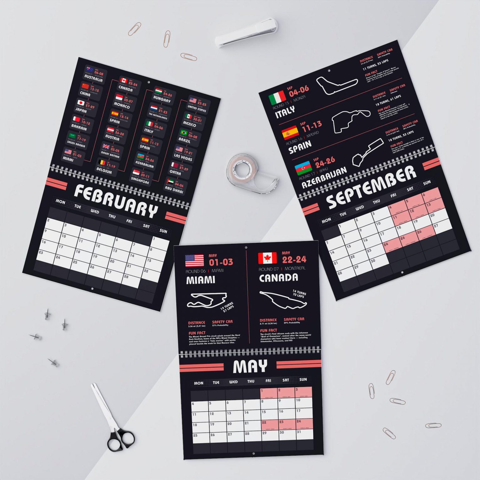 Formula 1 F1 2026 Wall Calendar – BohoPride
