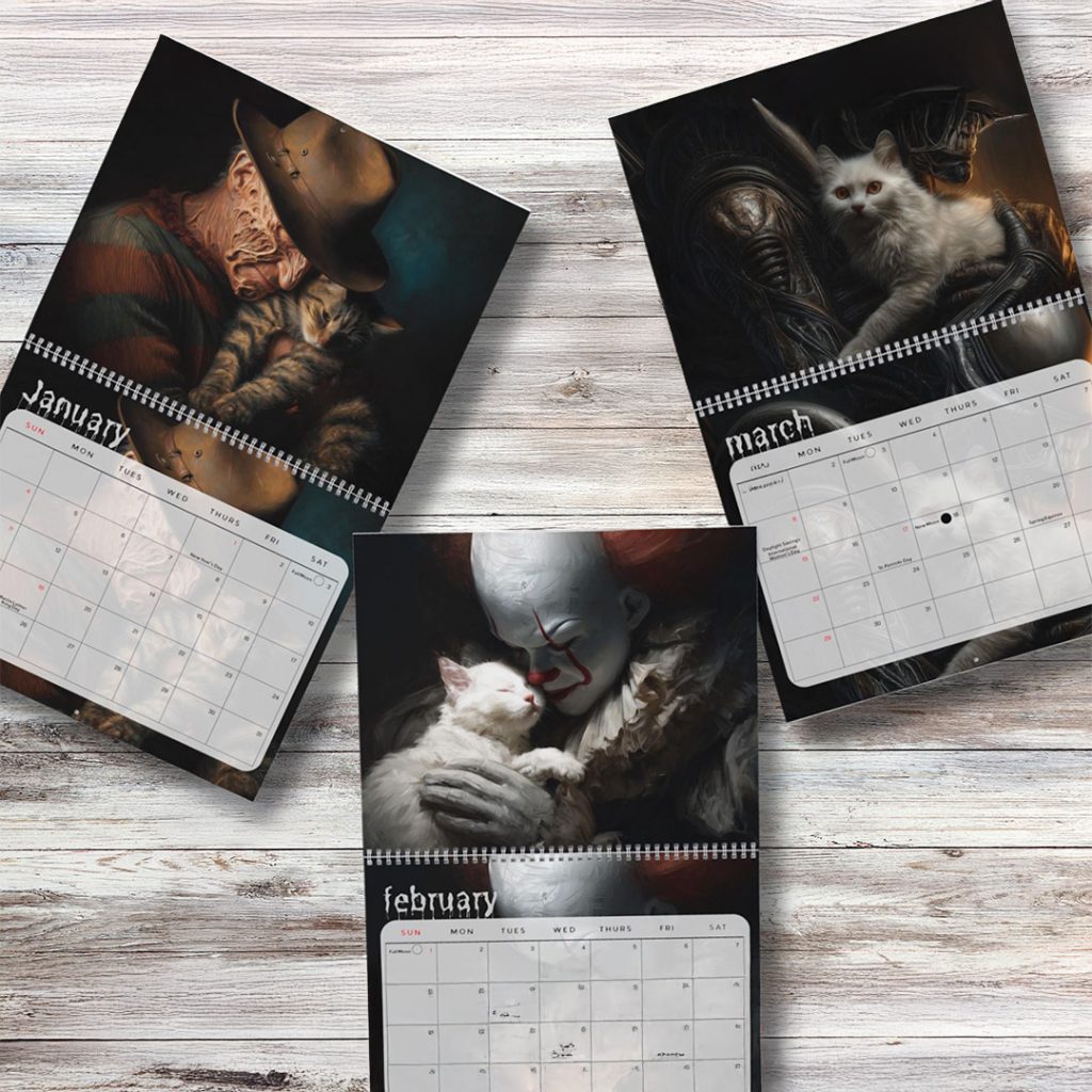 Horror Icons with Cats 2026 Wall Calendar – BohoPride