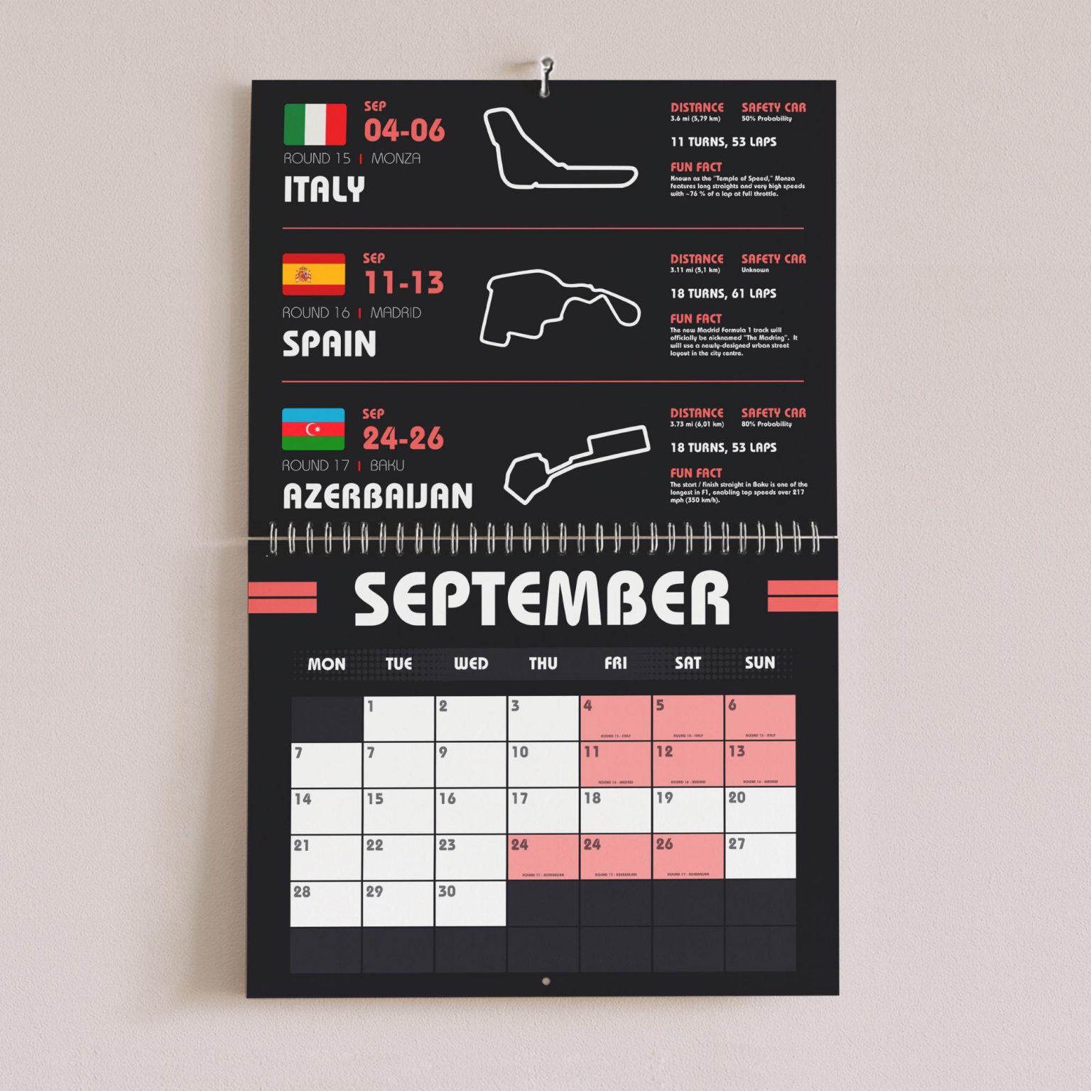 Formula 1 F1 2026 Wall Calendar – BohoPride