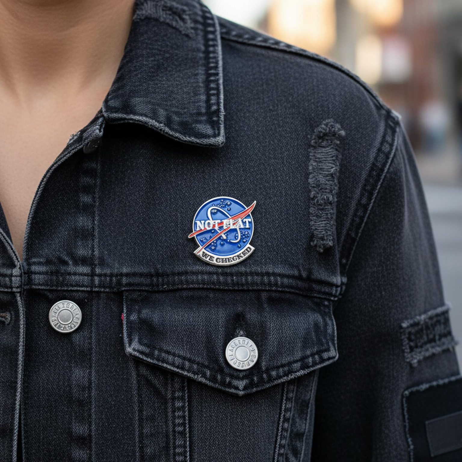 Not Flat We Checked Science Button Pin – BohoPride